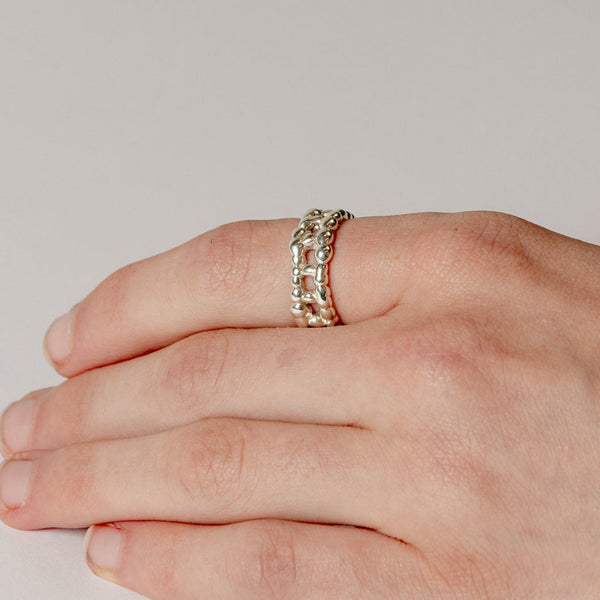 Darius Rust —Small Granulation Band Silver Ring’ | SHOP@Craft