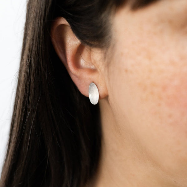 Ferro Forma — Small Oval Stud Earrings in Stainless Steel | SHOP@Craft