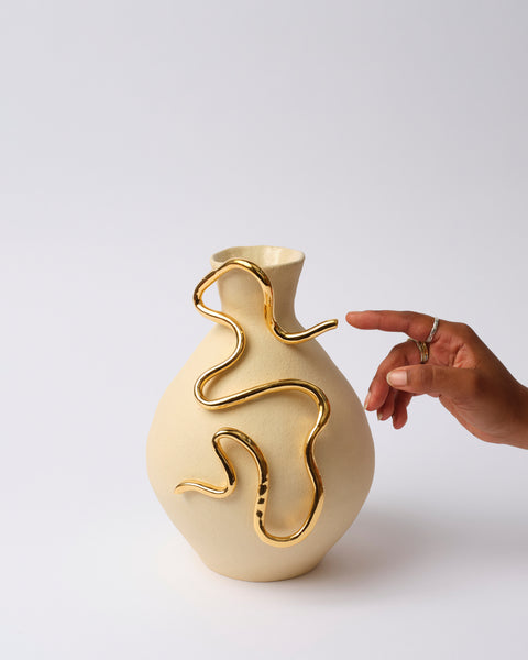 Jessica Sellinger— 'Gold Coil in Butter', Sculptural Vase | SHOP@Craft