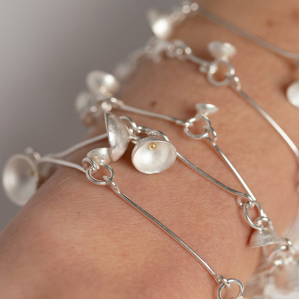 Shimara Carlow— Acorn Cup Wrap Bracelet in Sterling Silver with Gold ...