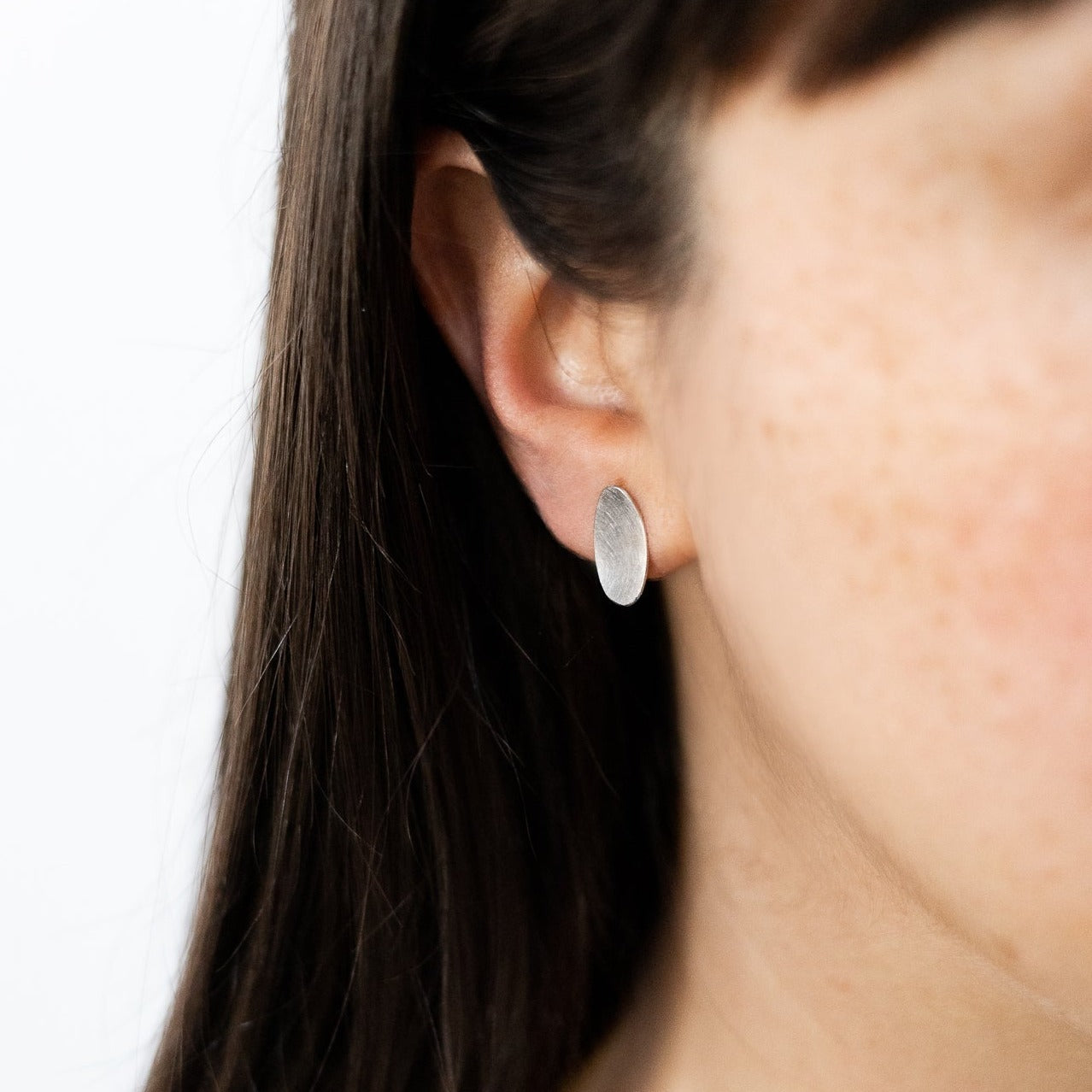 Ferro Forma — Small Oval Stud Earrings in Stainless Steel | SHOP@Craft