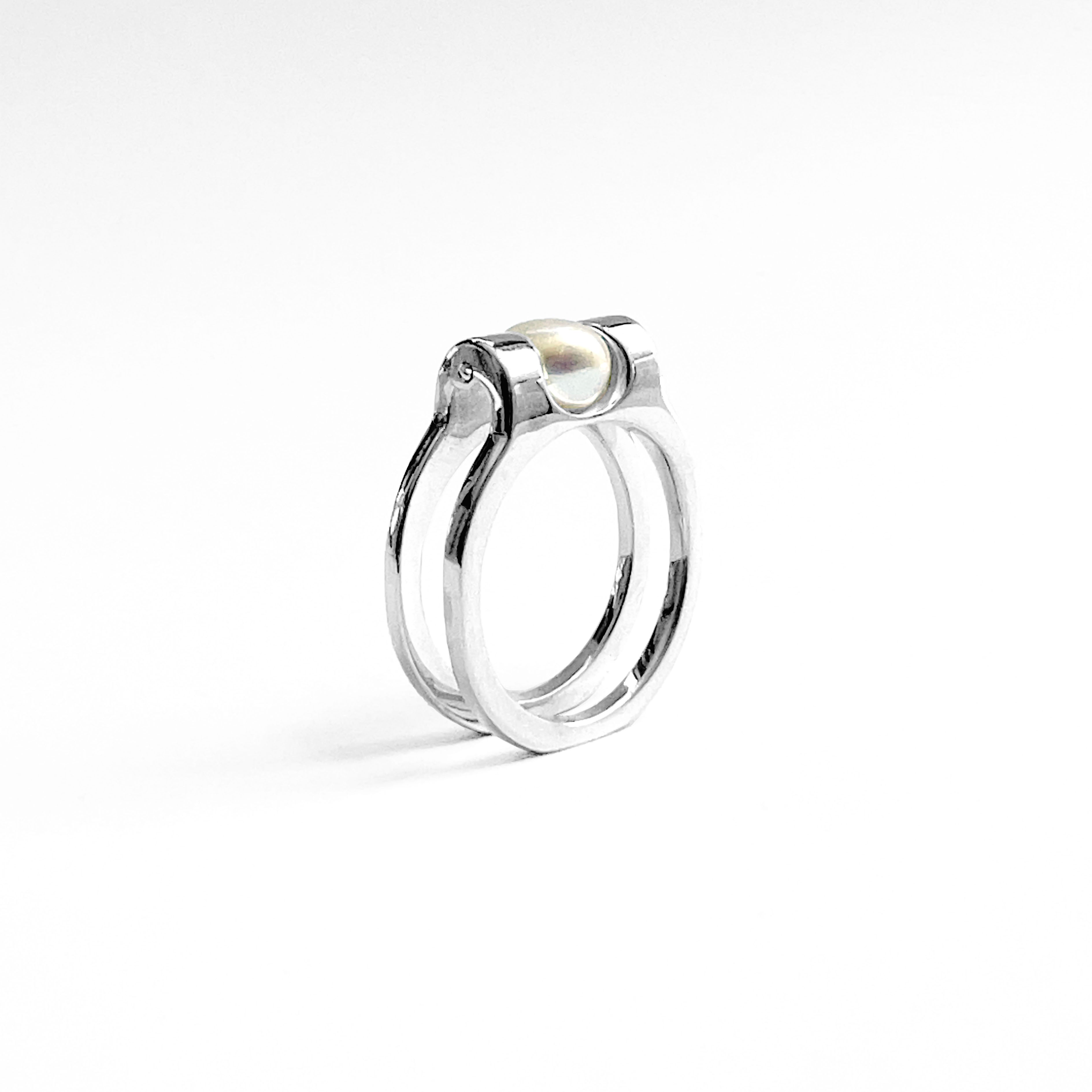 Victoria Mason - Open Window Ring 'Step' in Sterling Silver with White ...